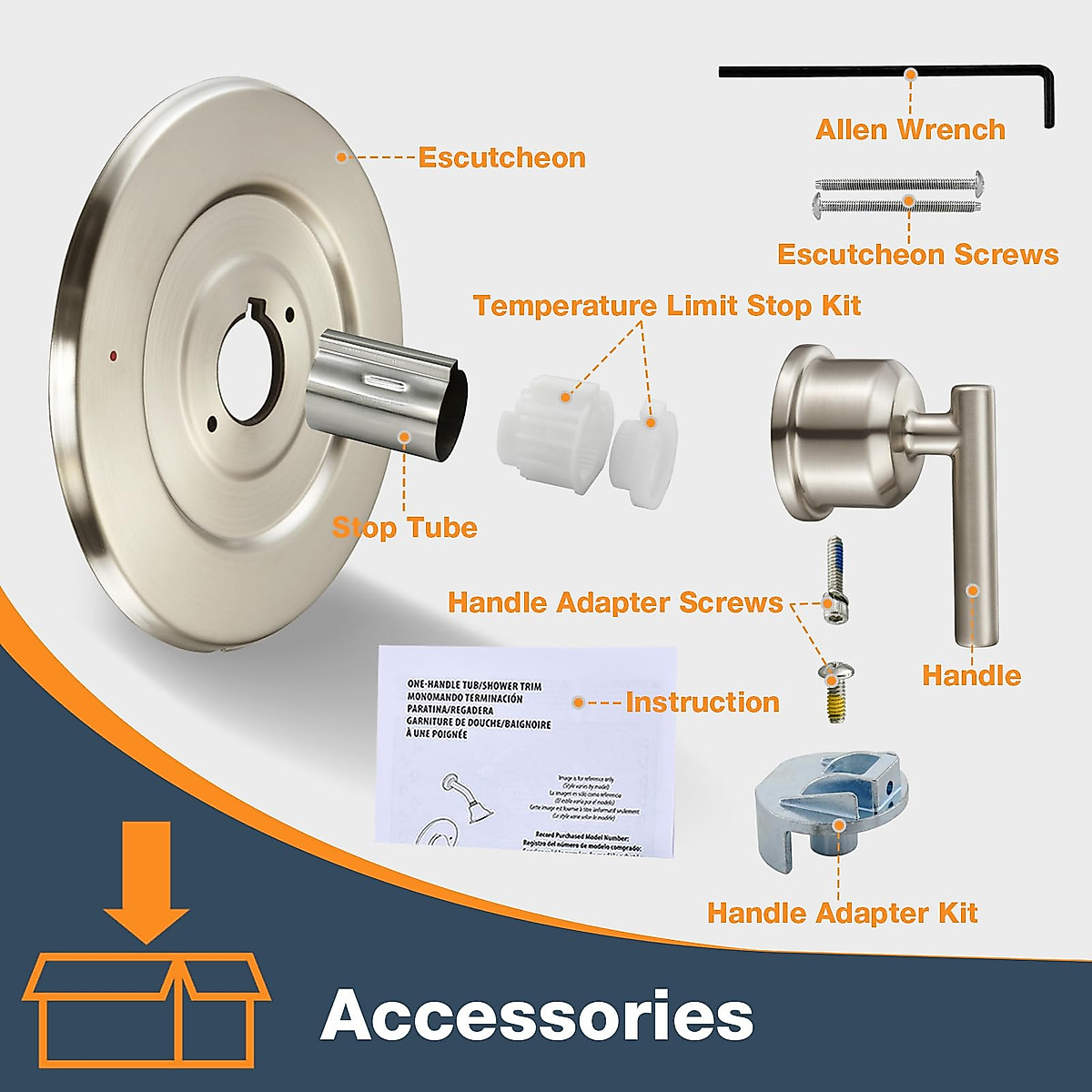 Replacement for Moen T2901BN Gibson Posi-Temp Shower Valve Trim Kit, Brushed Nickel Shower Trim Kit