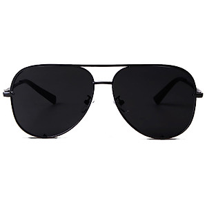 SORVINO Aviator Sunglasses for Women Classic Oversized Sun Glasses UV400 Protection（Black/Black