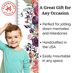 Headwaters Studio Growth Chart for Wall - Height Chart for Kids, Wall Hanging Growth Chart, Baby Nursery Height Measurement, Kids Growth Chart Wall, Growth Chart - Floral -Multicolor-63" x6.7"