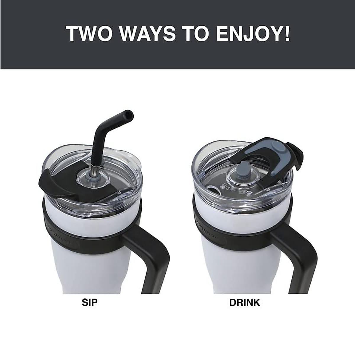 HYDRAFLOW Capri - 40oz Tumbler with Straw and Handle - Triple Wall Vacuum Insulated Tumbler - Insulated Smoothie Cup - Stainless Steel Tumbler - Reusable Tumbler with Lid - Sand