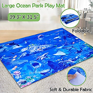 INNOCHEER Kids Ocean Animals Toys, Sea Animals Toys for Kids,18 Pack Ocean Toys for Kids Toddlers Boys Girls Age 3-8-12, Sea Creatures Toys Set for Kids with PlayMat Including Shark, Whale, Dolphin