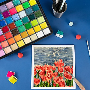 HIMI Gouache Paint Set, 56 Colors×30ml, Unique Jelly Cup Design, Non-Toxic, Gouache Paint for Canvas Watercolor Paper - Perfect for Beginners, Students, Artists