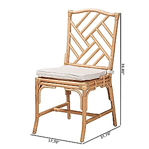 Baxton Studio Rio Dining Chair, One Size, White/Natural Brown