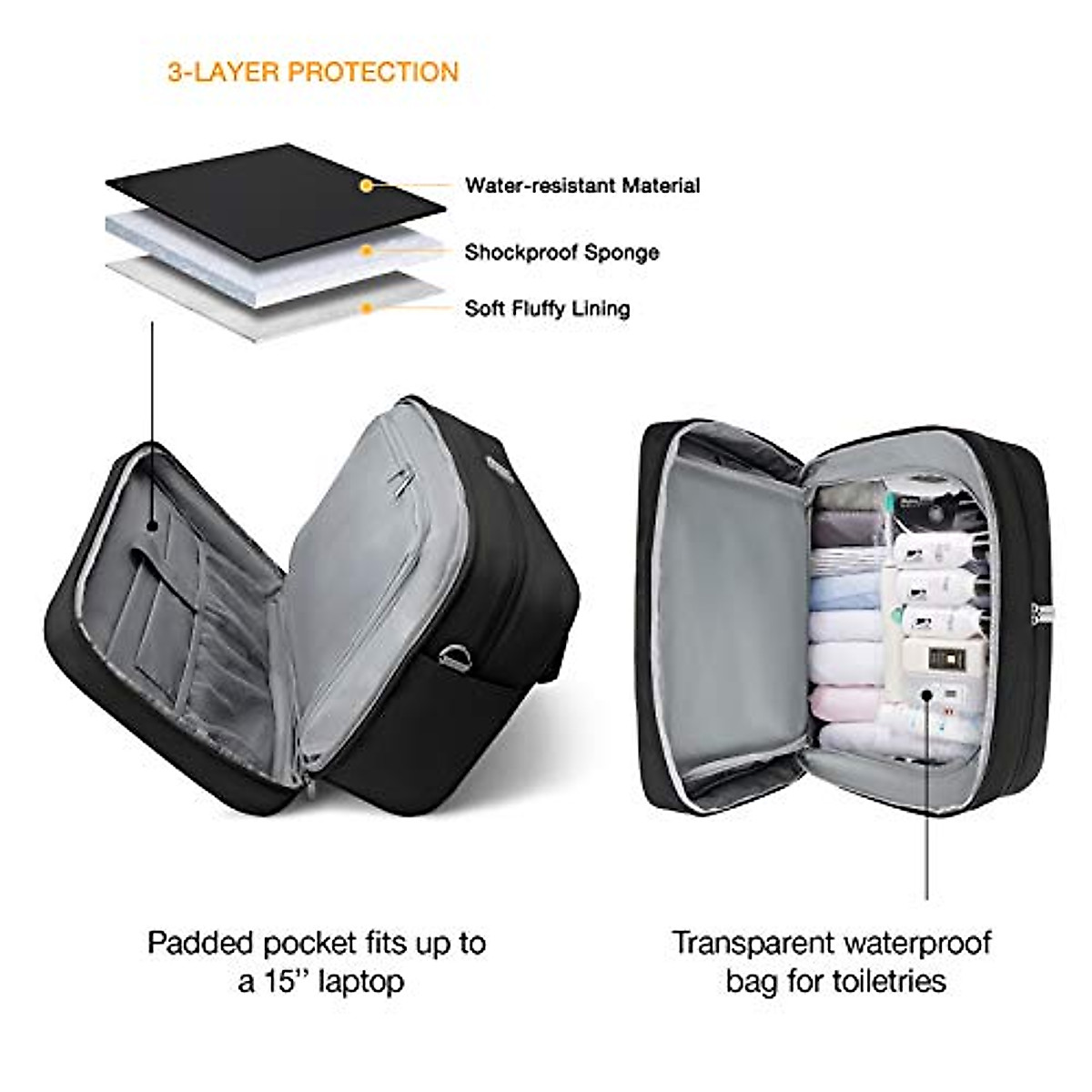 Travel Bag, BAGSMART Weekender Bags for Women, Duffle Bag for Travel Carry On Overnight Bag Personal Item Bag with Shoe Bag for Travel Essentials (Black, 27L)