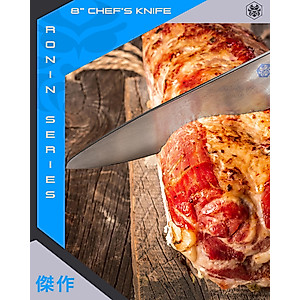 KESSAKU 8-Inch Chef Knife - Ronin Series - Forged High Carbon 7Cr17MoV Stainless Steel - Pakkawood Handle with Blade Guard