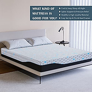 Dyonery Full 10 Inch Mattress, Memory Foam Charcoal Mattress in a Box, Gel Infused Cooling Mattress with Fiberglass Free Cover, Made in USA, CertiPUR-US Certified, 75"×54"×10" Medium