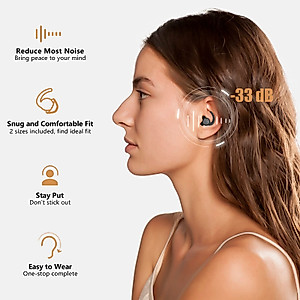 Reusable Ear Plugs for Noise Reduction 2 Pairs 33dB NRR Soft Silicone Earplugs Sound Blocking Sleeping Noise Cancelling for Work, Travel, Shooting Range, Motorcycle, Sleep Snoring Black SAMWUNICE