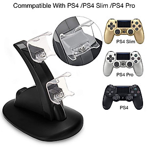 Kailisen Dual USB Charging Charger Docking Station Dock Stand for Playstation 4 PS4 / PS4 Pro / PS4 Slim Controller