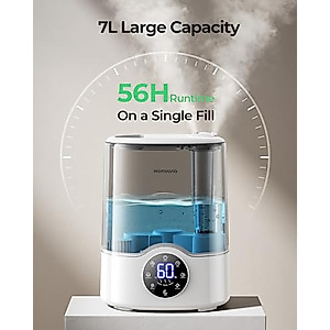 Homvana Humidifier Large Room, 7L (807ft²) Smart Warm and Cool Mist, Top-Fill Humidifiers for Bedroom Baby Nursery Grow Tent, Auto Adapt Mist Quick Air Humidity Indoor, Easy to Clean, Quiet, Diffusers