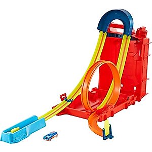 Hot Wheels Track Builder Unlimited Playset Fuel Can Stunt Box, 14 Component Parts & 1:64 Scale Toy Car