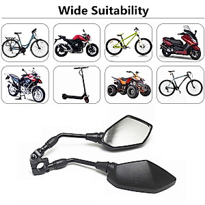 【2024 Upgraded】Motorcycle Convex Rear View Mirror, Mirrors For Bike,motorcycle,atv,scooter, with M8 M10 Threaded Bolt, with 7/8" Handle Bar Mount Clamp Compatible with Cruiser, Suzuki, Honda,Victory