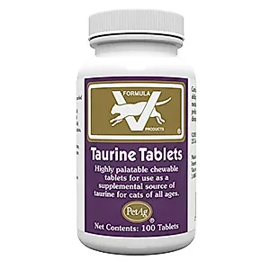 PetAg Taurine Tablets for Cats - Highly Palatable Taurine Supplement For Cats of All Ages - 250 mg - 100 Count