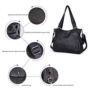 Handbag Hobo Women Shoulder Bag/Handbag Roomy Multiple Pockets Fashion PU Tote, Black