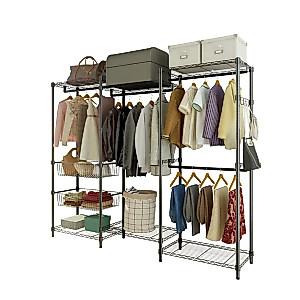 Closet System Organizer White With Sliding Baskets-Black (Black)