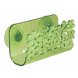 InterDesign Blumz Kitchen Sink Suction Holder for Sponges, Scrubbers, Soap - Green