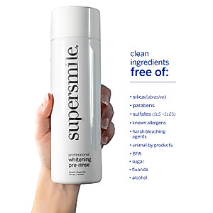 Supersmile Whitening Pre-Rinse - Clinically Formulated Pre-Brush Dental Mouthwash, Cleans and Whitens Teeth in Hard-to-Reach Places - Fresh Breath - Anti-Germicidal - Alcohol-Free (16 Fl Oz)