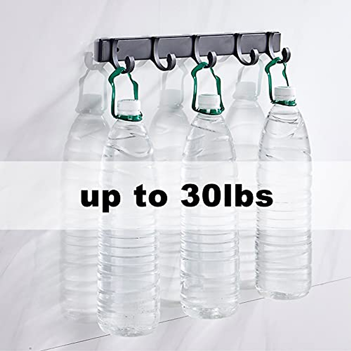 Coat Hooks Wall Mounted 2 Pack 5-Hook Coat Rack Hooks Heavy Duty Wall Hooks Hat Hanger No Drilling Hook Rack Bathroom Entryway Kitchen Door Hanging Jacket Backpack Key Towel Cup Cloth (Aluminum Black)