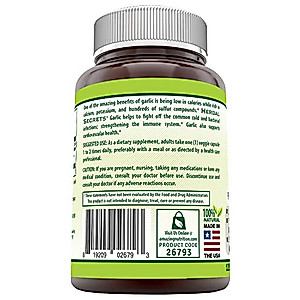Herbal Secrets Garlic 500 mg 120 Veggie Capsules Supplement | Non-GMO | Gluten Free | Made in USA | Ideal for Vegetarians