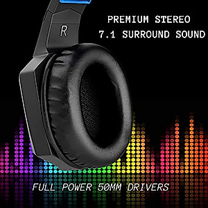 HP USB Gaming Headset PC Over Ear Headphones 7.1 Surround Sound with Mic for PC/Mac/Laptop Gamer Headset with Noise Cancelling Mic Comfortable Design and LED Lights