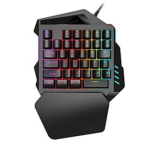 One Hand Gaming Keyboard,Wired Gaming Keyboard Backlight 35 Keys Mini LED Backlight Suitable for Games and Programming
