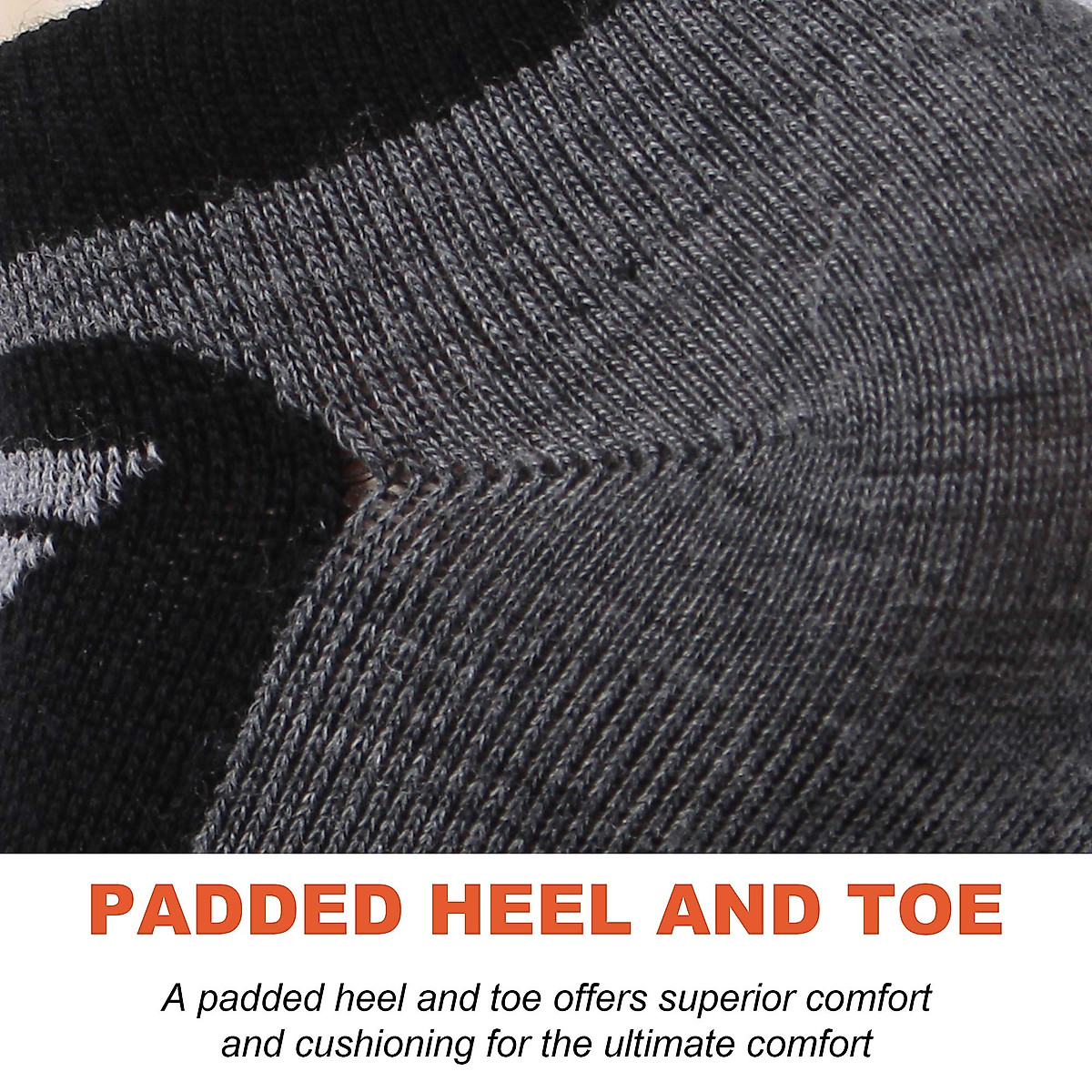 RTZAT 90% Merino Wool Athletic Running Tennis Ultra-Light Ankle Low Cut No Show Cushioned Socks for Men & Women, Large, Black&Dark Gray, 3 Pairs