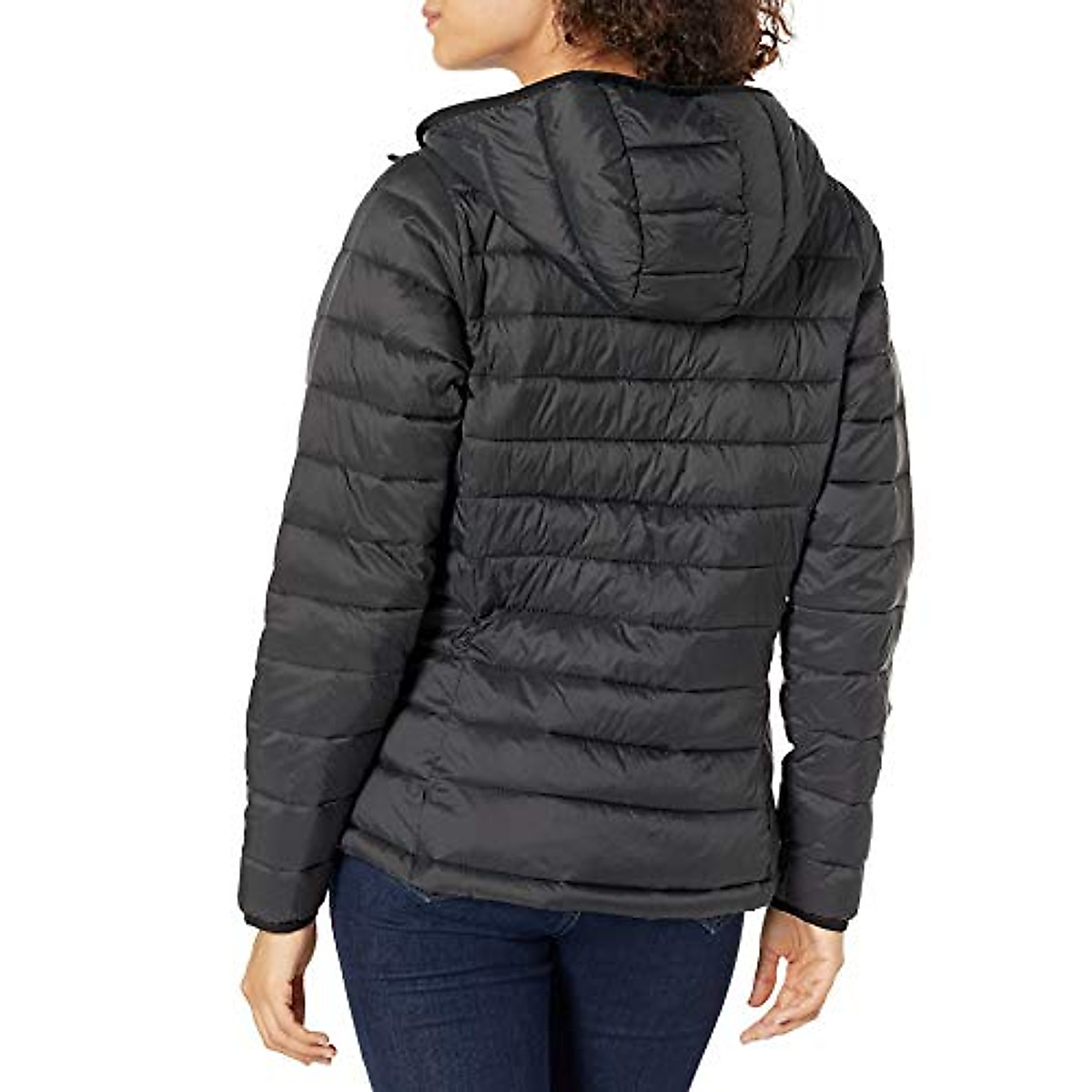 Amazon Essentials Women's Lightweight Long-Sleeve Full-Zip Water-Resistant Packable Hooded Puffer Jacket, Black, XX-Large
