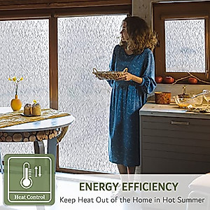 FEOMOS Window Privacy Film, Static Cling Window Film Frosted Window Decals, Decorative Glass Vinyl, ICY Flame Patterned Films for Windows Doors 35.4x78.7 inches