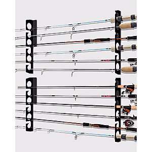 WIPHANY Pvc,Rubber,Steel Fishing Rod Racks Wall or Ceiling Fishing Rod/Pole Rack Holder Storage Hook Holds up to 12 Fishing Rods Wall Mounted for Garage Cabin and Basement