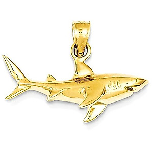 IceCarats 14K Yellow Gold Shark Necklace Charm Pendant 32mm x 24mm Only
