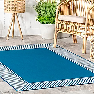 nuLOOM Asha Simple Border Indoor/Outdoor Area Rug, 8' x 10', Teal