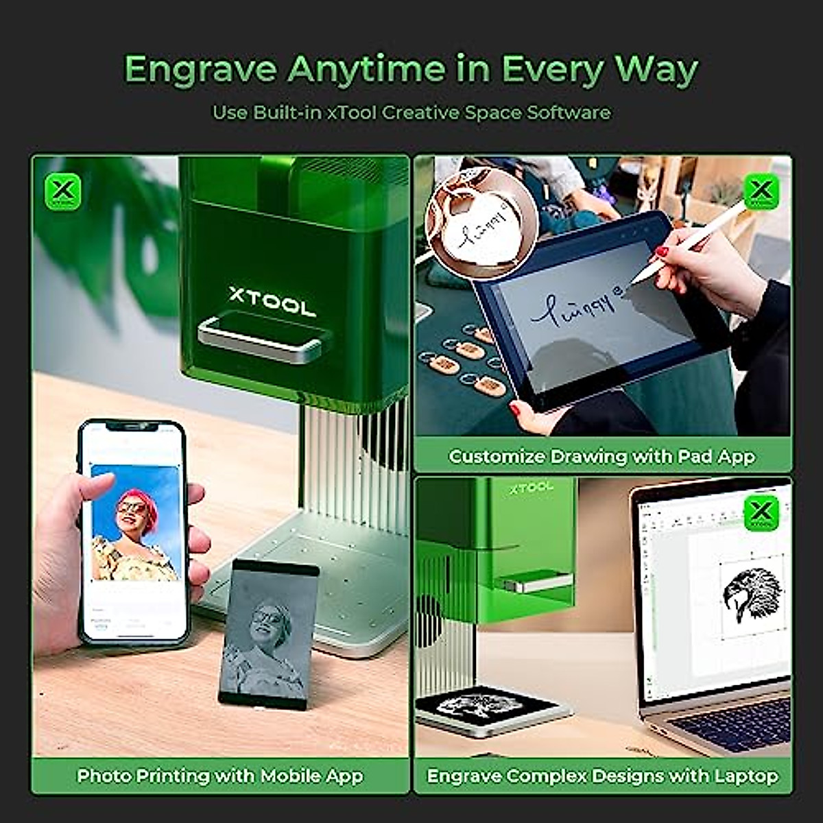 xTool F1 Laser Engraver, Lightning Speed Portable Dual Laser Cutter and Engraver Machine, High Resolution Laser Engraving Machine, DIY Fiber Laser Engraver for Wood and Metal, Craft, Jewelry, Plastic