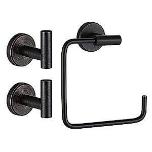 JQK Towel Ring Oil Rubbed Bronze, Stainless Steel Square Ring Towel Holder for Bathroom, 6 Inch ORB Wall Mount, TR140-ORB