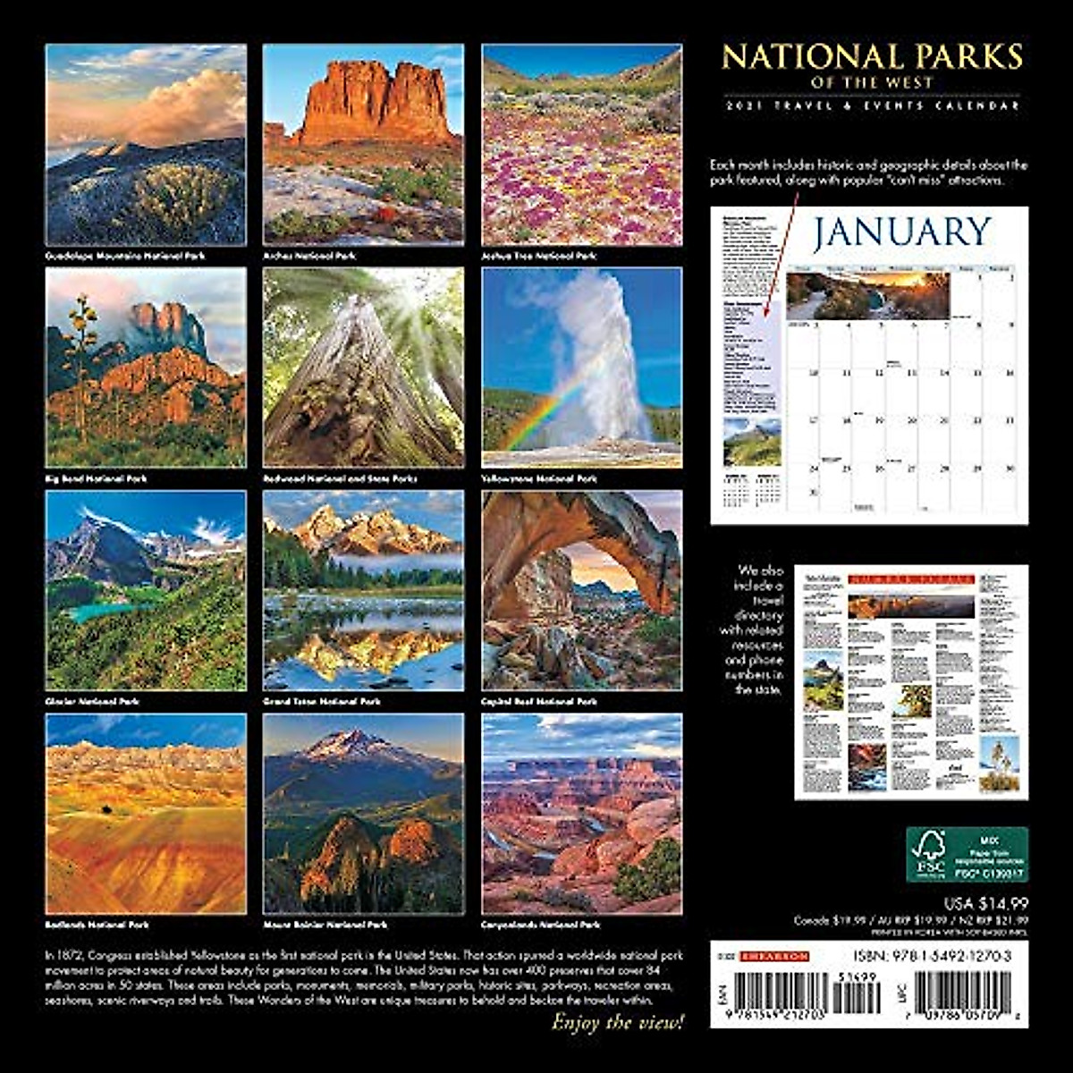 National Parks of the West 2021 Wall Calendar