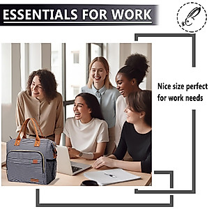 Insulated Lunch Bag - Large Portable Cooler Lunch Box for Office Work School Picnic Beach Workout - Reusable Freezable Tote Lunch Bag Organizer with Adjustable Shoulder Strap for Women Men Adult Kids