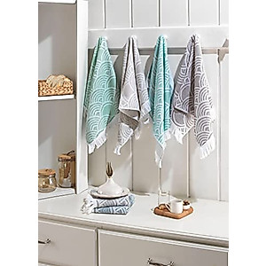 sea me at home Turkish Hand Towels for Bathroom, Kitchen Towels Decorative Set of 2, Luxury Turkish Cotton Dish Tea Towels 14 x 30 Inches for Modern, Boho, and Farmhouse Decor (Beige Waves)