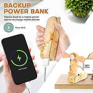 Nezylaf Handheld Mini Fan, 3 Speeds Rechargeable Travel Fan[9-15 Working Hours], Portable USB Small Pocket Fan, Personal Fan with Power Bank for Women,Outdoor Travel essentials