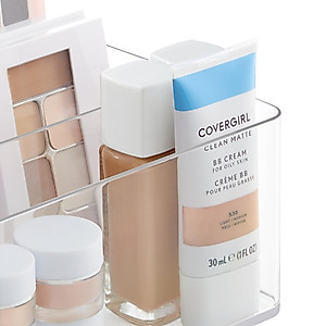 STORi 4-Compartment Clear Plastic Organizers (Set of 4) Rectangular Divided Makeup and Vanity Storage Bin, Use Upright for Eyeshadow Palettes, Made in USA