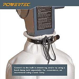 POWERTEC 70334 Dust Filter Bag for Wall Mount Dust Collectors, 1 Micron, For Grizzly, Shop Fox, Rockler Delta, Wen, and POWERTEC DC5371/ 5372