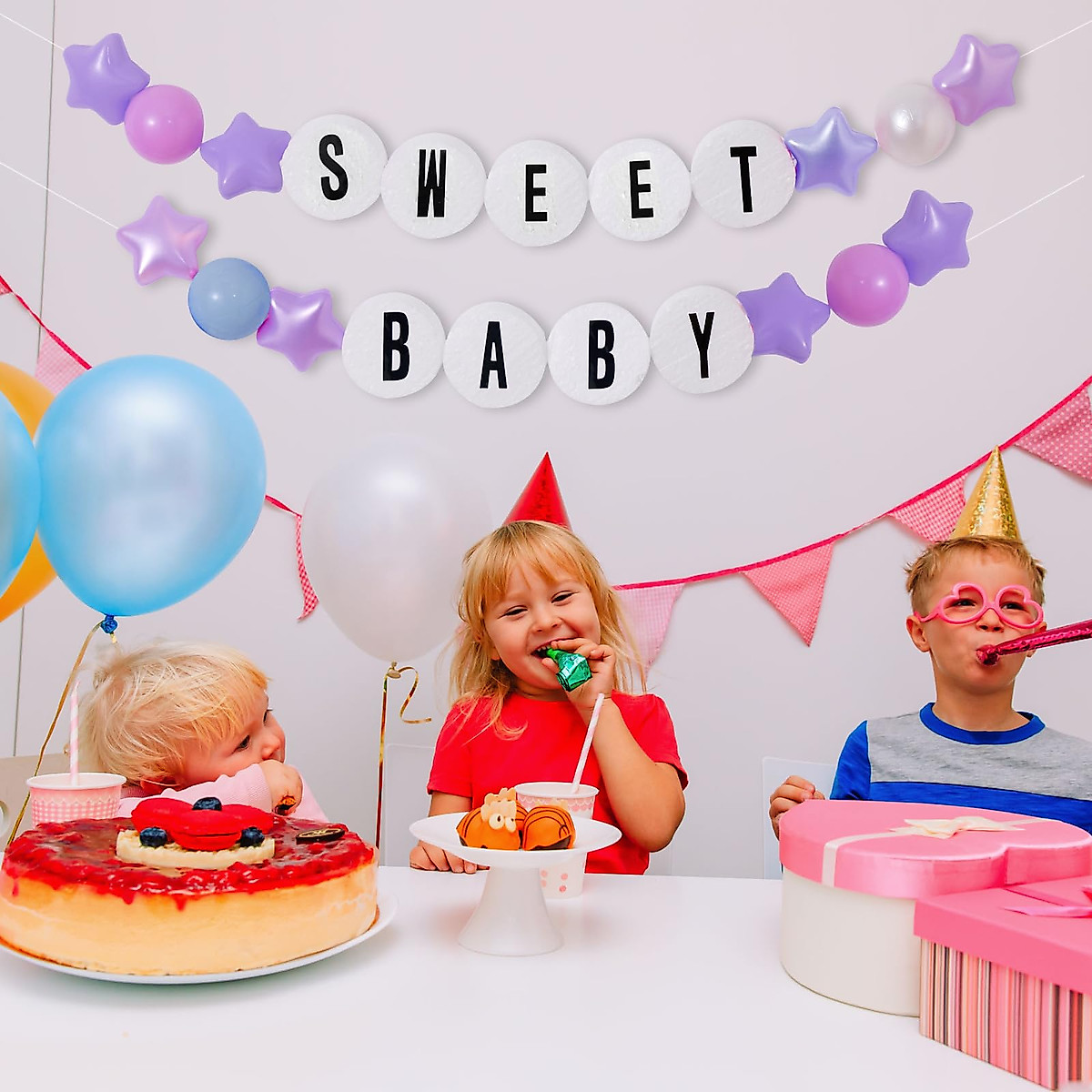 SHANBOYU DIY 3D Friendship Bracelet Birthday Banner Music Fans Birthday Decoration for concert Theme Supplies Wall Door Bunting Banner Flag Birthday disco prom Supplies (Macaron color)