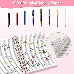Forvencer Lined Spiral Journal Notebook with 300 Numbered Pages, B5 College Ruled Thick Journals for Writing with 100GSM Paper, Hardcover Notebooks with Contents for Work, School, Women, Men, Pink
