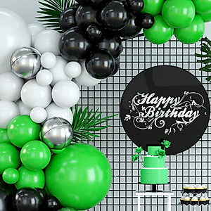 Green and Black Balloon Garland Kit, Green Black Balloon Arch Kit with Black Green and White Balloons, Green Black Balloon Arch Kit for Boys Birthday Baby Shower Football Soccer Theme Party Supplies