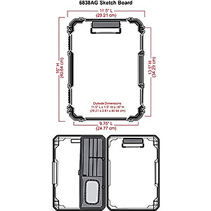 ArtBin 6838AG Sketch Board, Portable Drawing Surface with Internal Art & Craft Storage, Grey