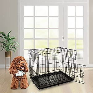 Daorfaa Dog Crate Cage, Collapsible Home for Cat Ferret and Small Animals (Weight up to 8 pounds) 20L x 14W x 17H Inches, Black
