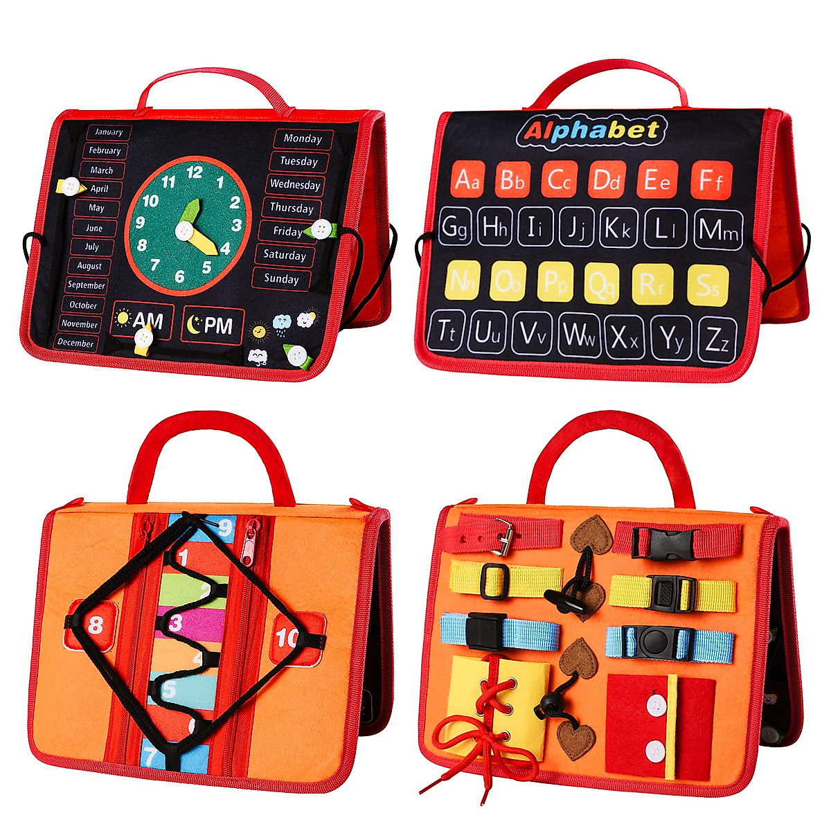 Toddler Busy Board,Montessori Toys for 3 4 Year Old,Sensory Board for Learning Fine Motor Skills,Toddler Activities for Travel Car Airplane,Practical Early Educational Sensory Toys