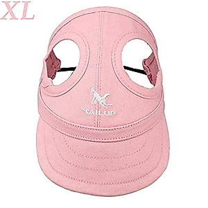 CHDHALTD Outdoor Pet Baseball Cap,Canvas Casual Dog Visor Cap Sun Protection Hats with Ear Holes for Puppy Dog Hats Costume Accessories(XL Pink)