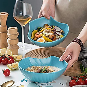 Bruntmor Kitchen Utensil Holder for Countertop, 5.6" Ceramic Utensil Organizer | Set Of 4 Utensil Crocks Countertop Matte Glazed Modern Kitchen Decor For Counter, Easy to Clean, Blue