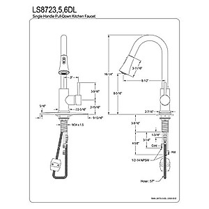 Kingston Brass Gourmetier LS8723DL Concord Single-Handle Pull-Down Kitchen Faucet, Brushed Brass