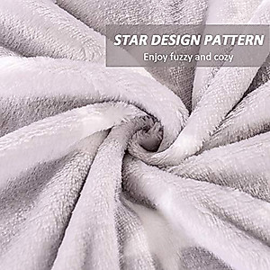 HYSEAS Flannel Fleece Star Throw Blanket Grey - Soft Plush Cozy Fuzzy Microfiber Blanket for Couch, Bed, Chair, Sofa - All Seasons Lightweight - 50x60 Inch