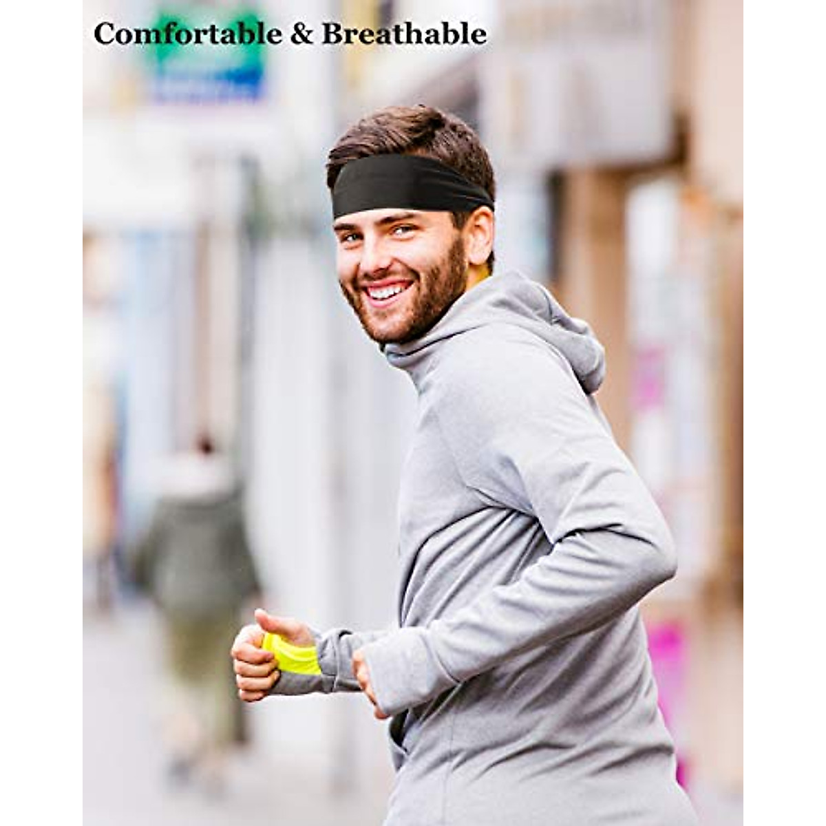 Vgogfly Running Headbands for Men Sweatbands Sports Sweat Bands Mens Workout Thin Fitness Gym Yoga 4 Pack