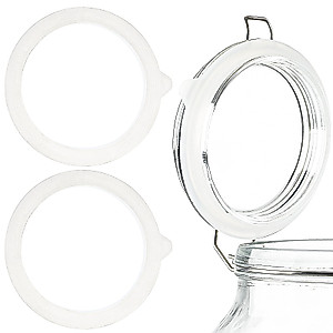 Silicone Sealing Ring for Qianfenie 4.3 Inches Mouth Glass Jars, 2 Pcs Replacement Silicone Gaskets, White Rubber Seals for Canning Jar